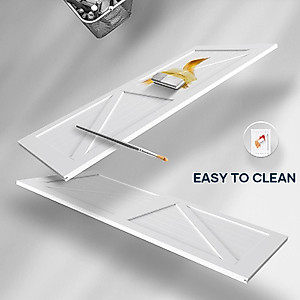 EaseLife 42in x 84in Sliding Barn Door with 7FT Barn Door Hardware Track Kit Included,Solid LVL Wood Slab Covered with Water-Proof & Scratch-Resistant PVC Surface,DIY Assembly,Easy Install,White