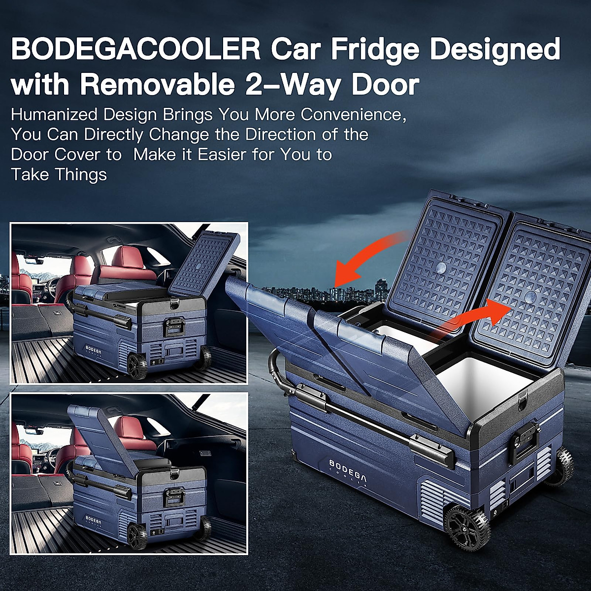 【Upgraded】BODEGACOOLER 12 Volt Car Refrigerator, Portable Freezer, Car Fridge Dual Zone WIFI APP Control, 80 Quart(75L) -4℉-68℉ Cooler, 12/24V DC and 100-240V AC, for Travel, Camping, Outdoor,RV