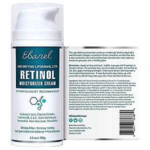 Ebanel 2.5% Retinol Cream for Face Moisturizer with Peptide, Hyaluronic Acid, Anti Aging Wrinkle Night Cream, Skin Tightening Firming Cream for Face and Neck, Minimizes Dark Spot, Age Spot, Acne Scar