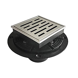 Neodrain Square Shower Drain,4 inch Stainless Steel 304 Grate and PVC Drain Body, Brick Pattern Grate with Brushed Nickel Finish, Kit Includes Hair Trap/Strainer,Lifting Hook and PVC Drain Base