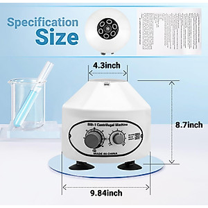 Centrifuge Machine, Lab Benchtop Centrifuges, Desktop Electric Lab Laboratory Centrifuge Machine Lab Medical Practice w/Timer and Speed Control - Low Speed,4000 RPM, Capacity 20 ML x 6-110v