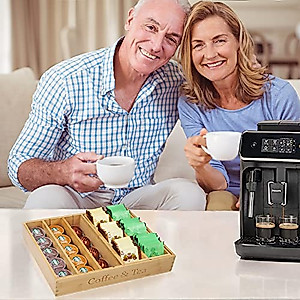 KEVTVEK K Cup Holder Organizer for Drawer or Countertop, 35-70 Coffee pod Holder Organizer, Adjustable K Cup Storage and Tea Bag Organizer for Coffee Station Home Office Bedroom and Kitchen(Bamboo)