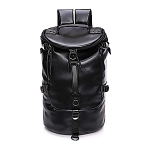 Leather Travel Duffel Bags For Men Chao Ran Black College School Student Backpack Waterproof Airplane Carry On Bags For Business 3 Usage As Handbag, A Shoulder Bag And Backpack