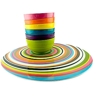 French Bull Lazy Susan Large Melamine Rotating Dinnerware Platter Turntable Table, Serving, Party, Kitchen, Organizing, Pantry, Cabinet, 15-inch, Ring