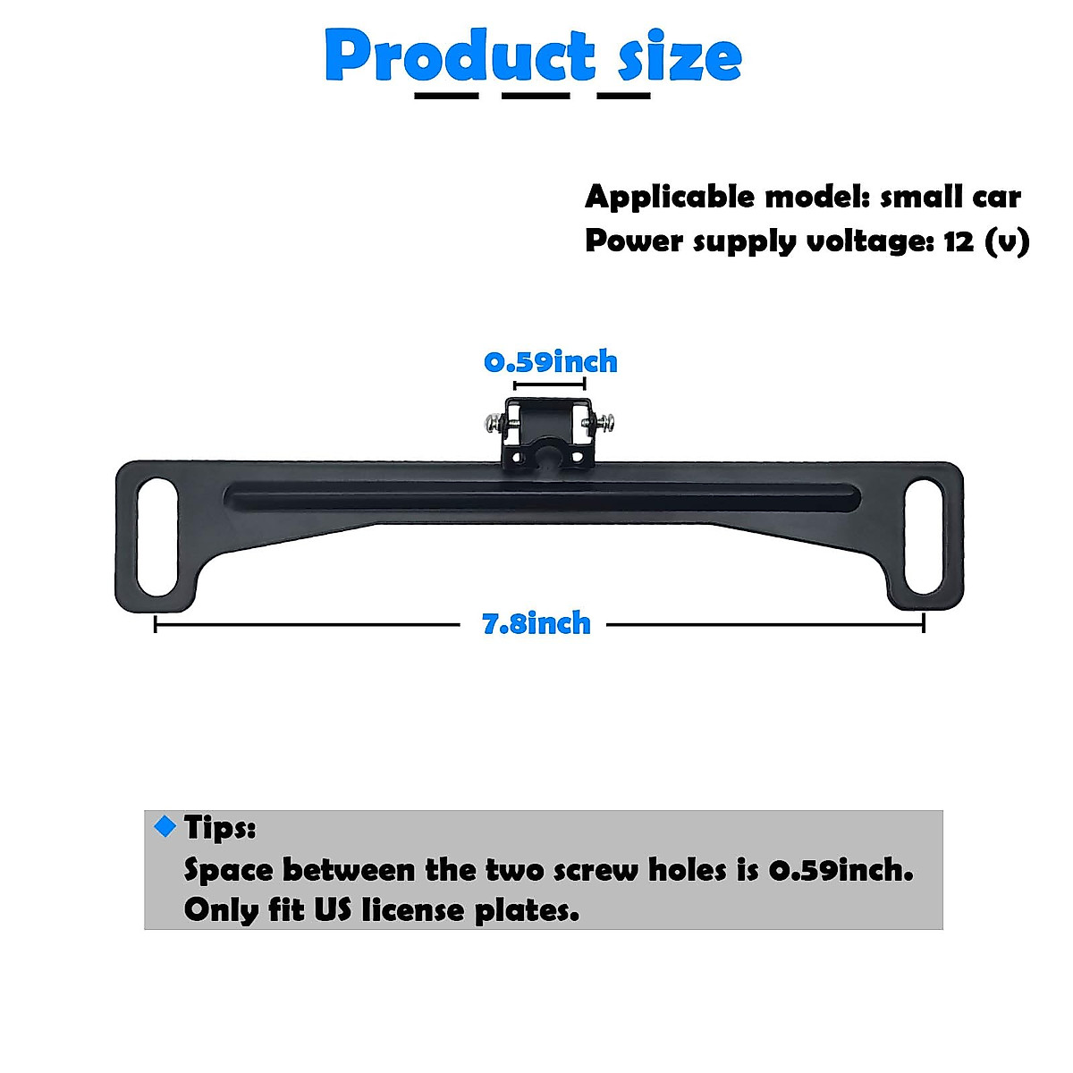 neynavy 1 PC Car Rear View Camera License Plate Bracket, Universal Car Dash Cam Mirror Camera Kit Rearview Camera Mount, Installation Holder for Backup Camera Reverse Camera (Black)