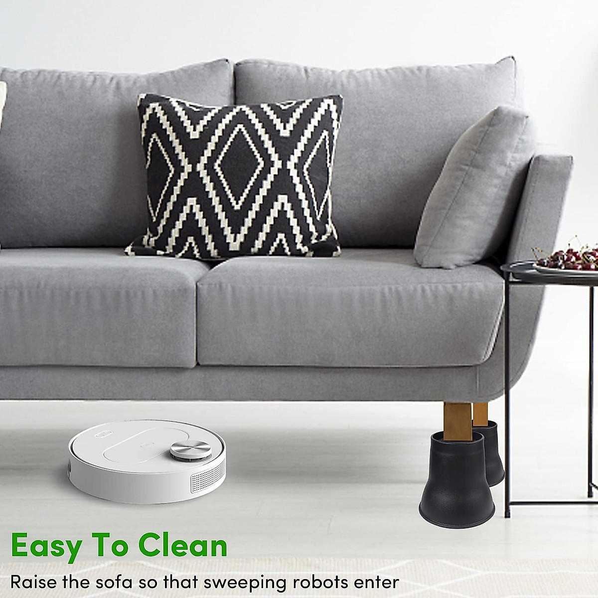 DEDU Bed Risers 6 Inch Heavy Duty 6 Pack, Furniture Risers with Caster Pads Supports Up to 6600 Lbs, Round Couch Risers for Sofas, Desk (Black)