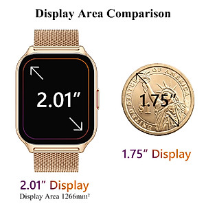 Popglory Smart Watch Answer/Make Calls, 2.01'' Smartwatch with AI Voice Control, Blood Pressure/SpO2/Heart Rate Monitor, Fitness Tracker Watch 2 Straps for Men Women for iOS Android Phones