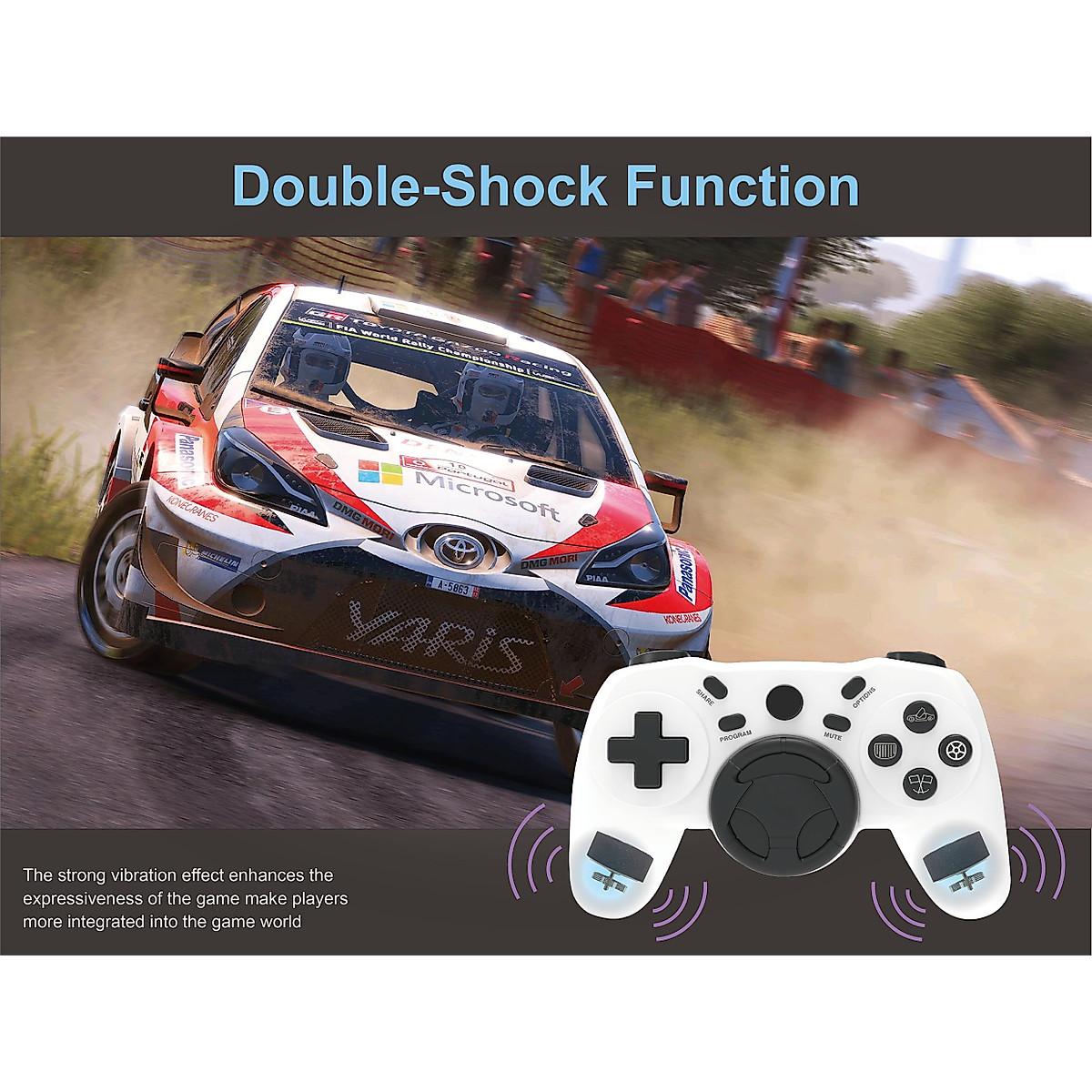 VISIONHMD Wireless Racing Wheel or Steering Wheel for PS4/PS4 SLIM/PS4 Pro,Compatible With Steam Gaming, Android and iOS,MAC,With 2 Remappable Buttons (White)