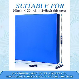 Batiyeer 8 Pcs Outdoor Cushion Slipcovers Patio Chair Cushion Covers Replacement Waterproof Square Outdoor Seat, 20 x 20 x 4 Inch (Royal Blue)