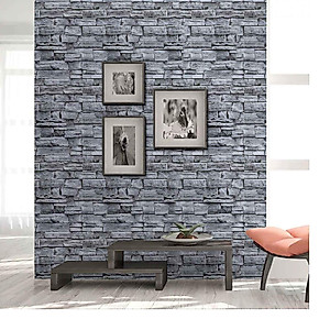 practicalWs 17.71" x 393.7" Grey Brick Stone Peel and Stick Wallpaper 3D Removable Decoration Wall Paper Self-Adhesive Contact Paper Stick on Wall Panels Backsplash Bedroom Wall