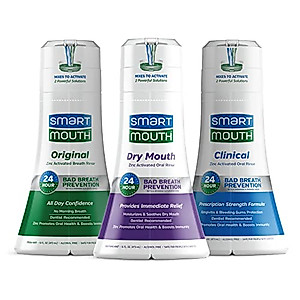 SmartMouth Activated Dry Mouth, Clinical DDS & Original Mouthwash, Mint, 16 fl oz Each