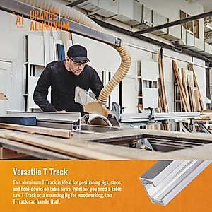 36" Industrial T-Track Mill Finish .730" x .490" Heavy-Duty Track for Woodworking, Clamps, and Jigs by Orange Aluminum - Made in USA