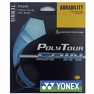 YONEX Poly Tour Spin 125 Tennis String Set, Cobalt Blue