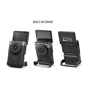 Canon PowerShot V10 Vlog Camera for Content Creators, 19mm Wide-Angle Lens, 1" CMOS sensor, 4K Video, Face-tracking, Built-in Microphone, Image Stabilization, Webcam, Live Streaming, Silver