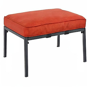 LOKATSE HOME Patio Footstool Outdoor Ottoman Furniture with Soft Thick Cushion for Garden Yard, Red