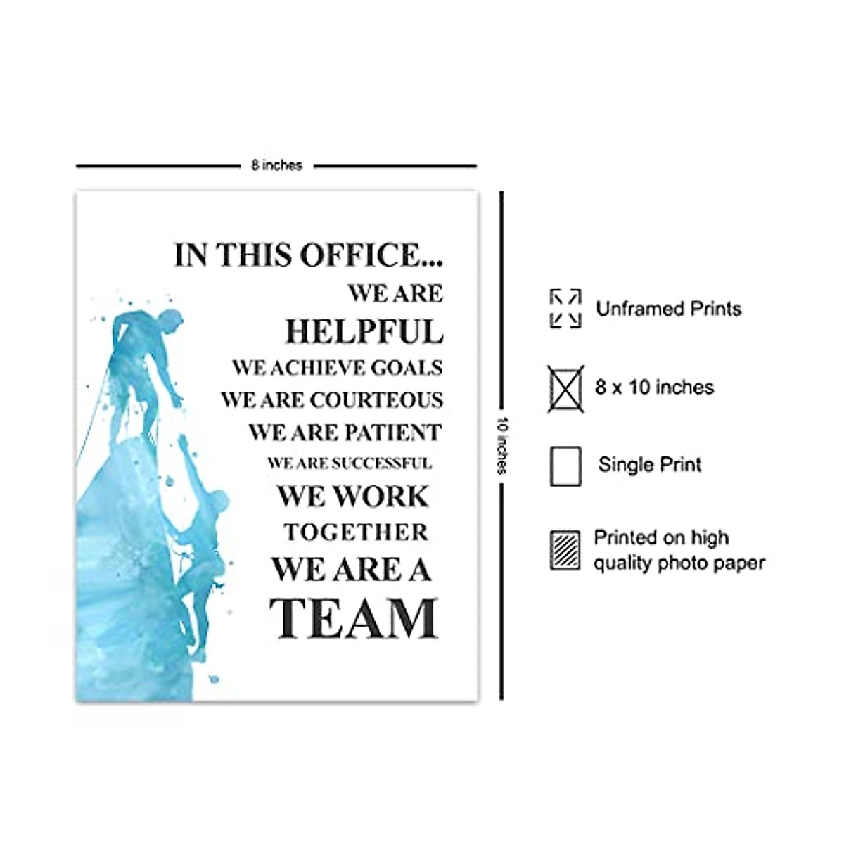 Motivational Office Decor, Inspirational Quote – 8x10 Teamwork Poster for HR, Team Leader, Manager, Boss, Entrepreneur - Leadership Wall Art Decoration – Unframed Picture