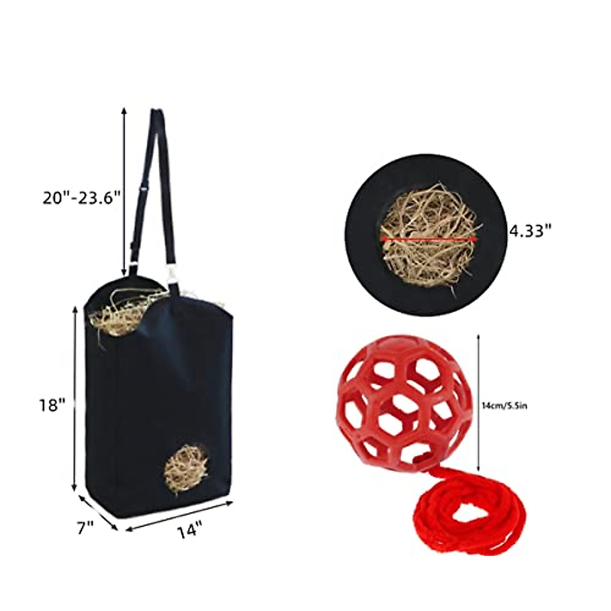 2 Packs Horse Treat Ball Hay Play Ball,1 Pack Hay Tote Bag ,Goat Toys Hay Ball Hanging Feeding Toy for Sheep Horse Goat Feeder and Relieve Stress