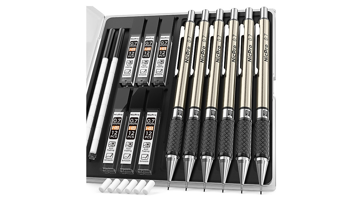 Nicpro 0.7 mm Mechanical Pencils Set - Ideal for Artists & Students