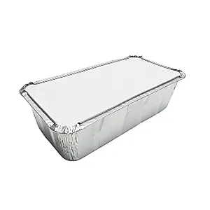 D&W Fine Pack Disposable 2 lb. Aluminum Foil Closeable Loaf Pan with Board Lid - 33 Ounces - Perfect for Baking Breads, Cakes, Food (Pack of 500)