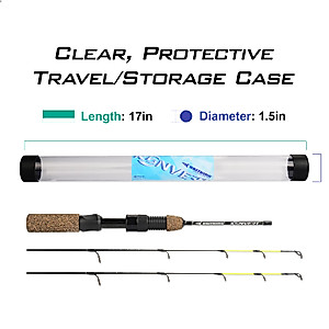 KastKing Konvert Hardwater Twin Tip Ice Fishing Rod, 27 Ice Spinning Rods, IM6 Graphite Blank, Two Action Tips in One Rod - M/ML, Rubber Cork Handle, 2pcs Reel Seat, Chartreuse Strike Tip, w/Case