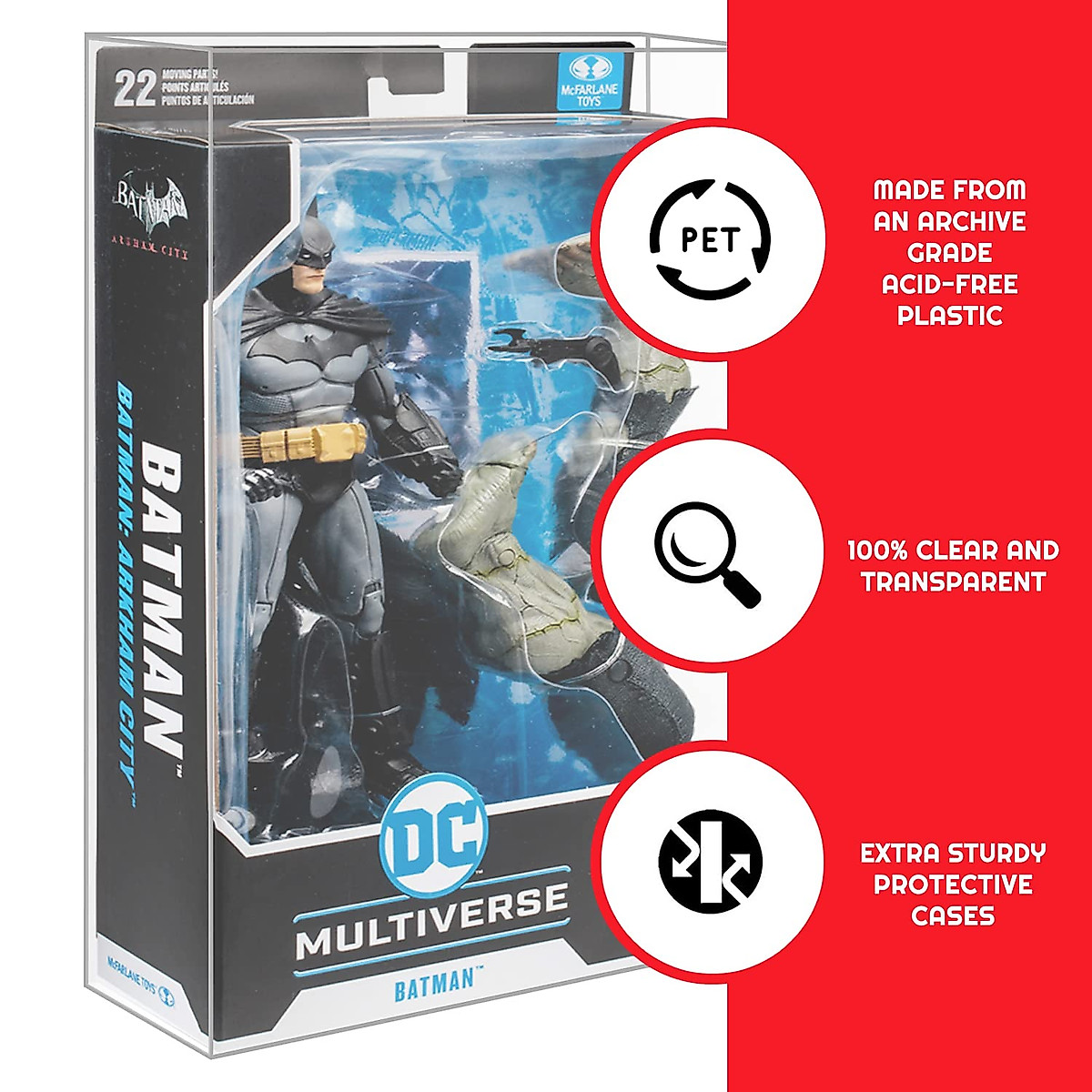 EVORETRO Action Figure Boxed Case Protector for McFarlane DC Multiverse BAF 7-in Figures - 10-Pack 0.40mm Thick Clear PET Plastic Display, Achive-Grade Storage. Keep Your Collection in Mint Condition