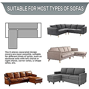 JIABOLANG Double Side L Shape Couch Cover Sectional Sofa Covers Set Chaise Couch Cover Slip Covers for Sofas Couches Sectional Furniture Protector Cover (Medium,Grey)