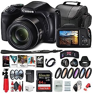 Canon PowerShot SX540 HS Digital Camera (1067C001), 64GB Memory Card, NB-6L Battery, Color Filter Kit, Filter Kit, Corel Photo Software, Charger, Card Reader, Wide Angle Lens + More (Renewed)