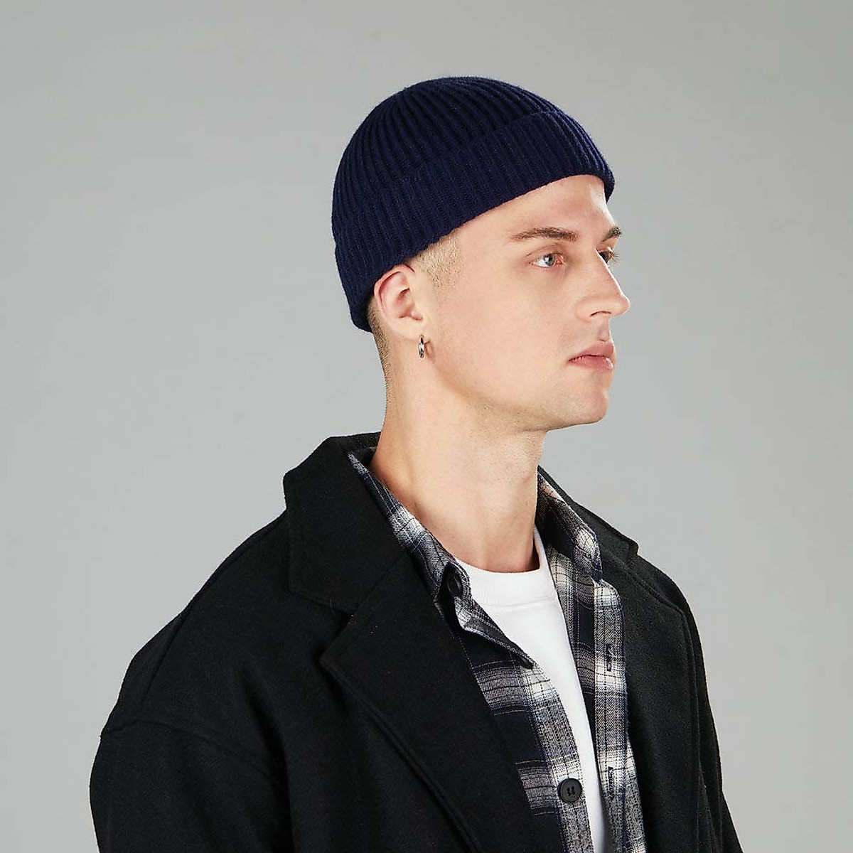 3 Pieces Short Fisherman Beanie for Men Women, Swag Wool Knit Cuff Trawler Skullcap,Winter Warm Hats