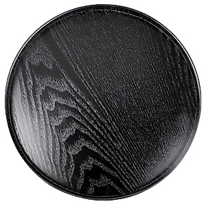 DOERDO Round Solid Wood Serving Tray, Large Tea Coffee Snack Food Meals Serving Plate for Home Office, 8.3inch/21cm, Black