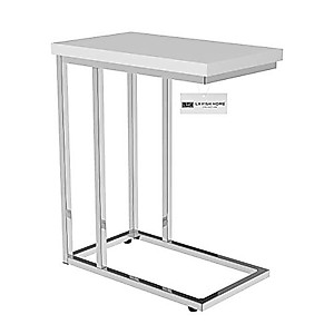 Lavish Home Sofa Side Table Set of 2 – Modern C Shaped End Tables – Laptop Trays or Compact Bedside Nightstands – Space Saving Furniture (White)