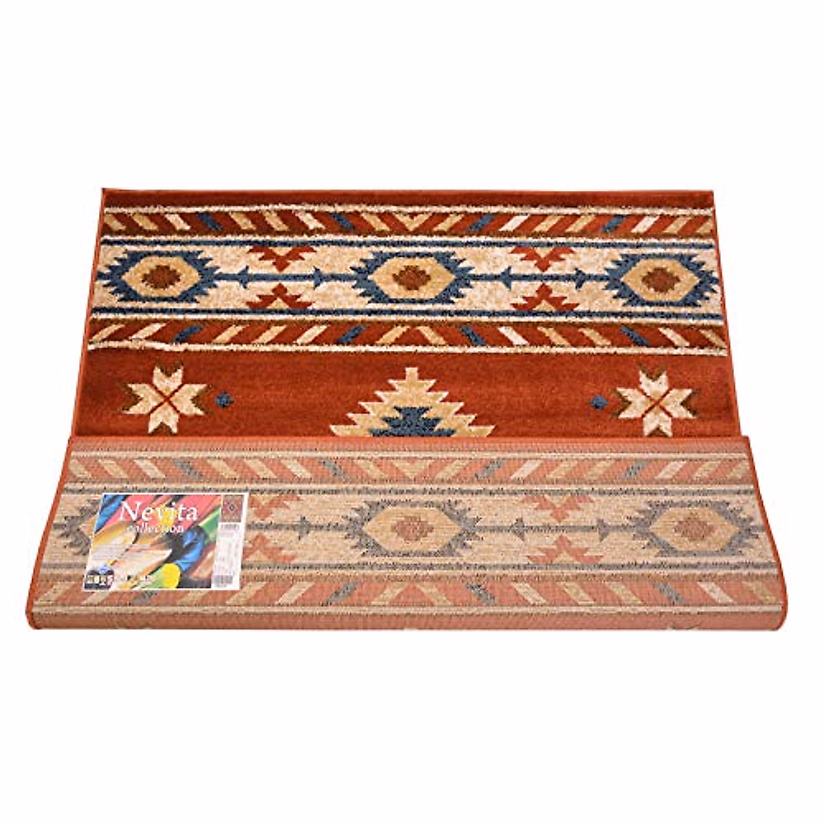 Nevita Collection Southwestern Native American Design Area Rug Rugs Geometric (Orange (Terra), 3 x 3)