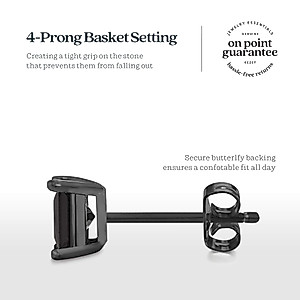 Black Rhodium over Sterling Silver Black CZ Square Princess Stud Earrings 7x7mm