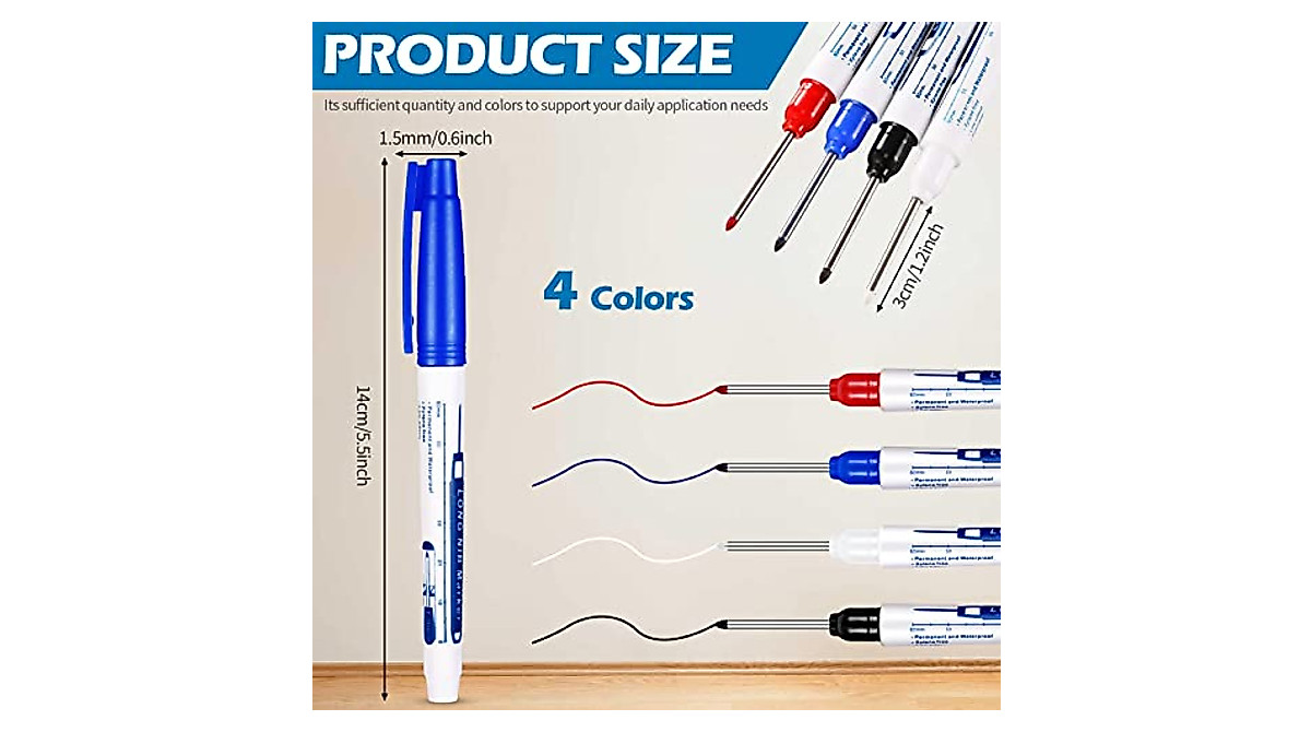 4 Pcs Deep Reach Markers for Carpentry & Construction | Waterproof ...