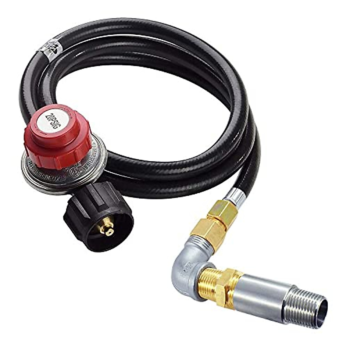 MENSI 10FT 20PSI Adjustable Propane Regulator Hose with Brass Orifice and Air Mixer Kit 150,000 BTU For Fire Pit, Fireplace, Gas Cooker, Smoker, Burner, and Turkey Fryer