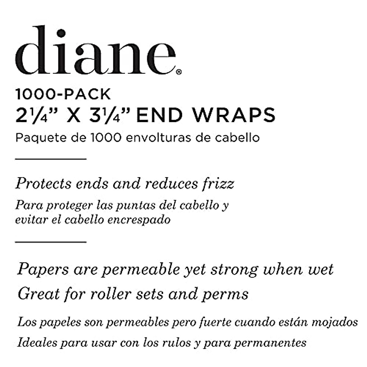 Diane End Wraps for Styling Hair in Salon or at Home 2.25 inch x 3.25 inch , White, 1000 Count(Pack of 1)