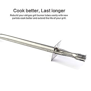 Derurizy 13001 Stainless Steel Vermont Castings Grill Burner, Pipe Burner Tube Replacement Parts for Jenn Air and Great Outdoors Gas Grill, Vermont Castings 50000835, 50003100, 50003133, 50000835, 17"