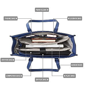 Laptop Bag for Women 15.6 inch Laptop Tote Bag Leather Classy Computer Briefcase Work Waterproof Handbag Professional Shoulder Bag Womens Business Office Large Capacity Bag Purse 2pcs