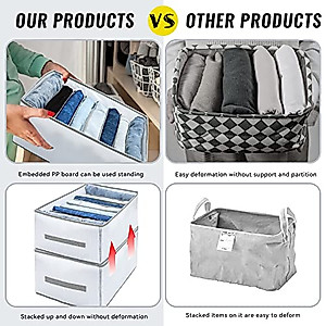 2 Pcs Closet Organizers and Storage, 8 Grids Dividers Drawer Organizer Portable clothes Storage Baskets Foldable Wardrobe Clothes Organizer and Storage Bins for Jeans Pant Shirts Bedroom Folding Closet Drawer Organizers