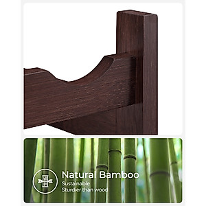 SONGMICS 30-Bottle Wine Rack, 5-Tier Freestanding Floor Bamboo Wine Holder, Display Stand Shelves, Wave Bars, Walnut Color UKWR025D01