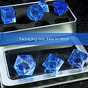 DND Liquid Dice Set Polyhedral Dice for Dungeons & Dragons (D&D) RPG Magic RPG Tabletop Dice Complete D4 D6 D8 D10 D12 D20 (Ice Sword)