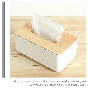 Alipis Bamboo Tissue Box Cover Holder Facial Tissue Dispenser Box Rectangle Paper Tissue Napkin Holder for Bathroom Kitchen Home Countertop