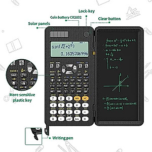 NEWYES 991ES Scientific Calculator with LCD Writing Tablet, 417 Function Solar Energy Science Calculators Notepad, Professional Foldable Calculators for Students School College