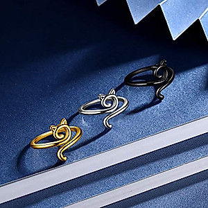 beautlace Cute Cat Adjustable Rings Black Gun Plated Lovely Cats Animals Open Ring Jewelry for Women KR0029K