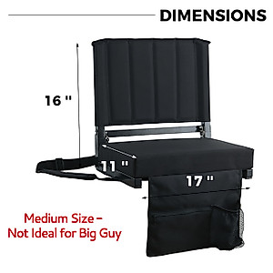 SPORT BEATS Stadium Seats with Back Support Bleacher Chairs with Back and Cushion Thick Padded Bleacher Seats Includes Shoulder Strap