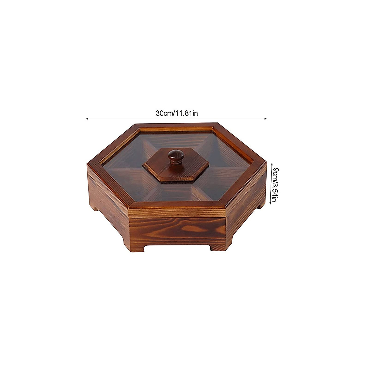 CRUHRE Decorative Fruit Basket Wooden Candy Box With Lid Nut Dried Fruit Display Plate Tray Snacks Box Storage Organizer For Home Party Fruit Bowl