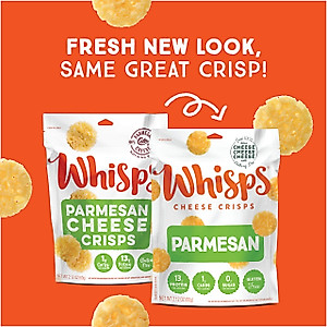 Whisps Cheese Crisps Parmesan Cheese | Protein Chips | Healthy Snacks | Protein Snacks, Gluten Free, High Protein, Low Carb Keto Food (2.12 Oz, 3 Pack)