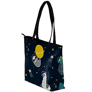 Purses for Women, Tote Bag, Handbags for Women, The Tote Bag, Universe starry sky planet alpaca animals pattern