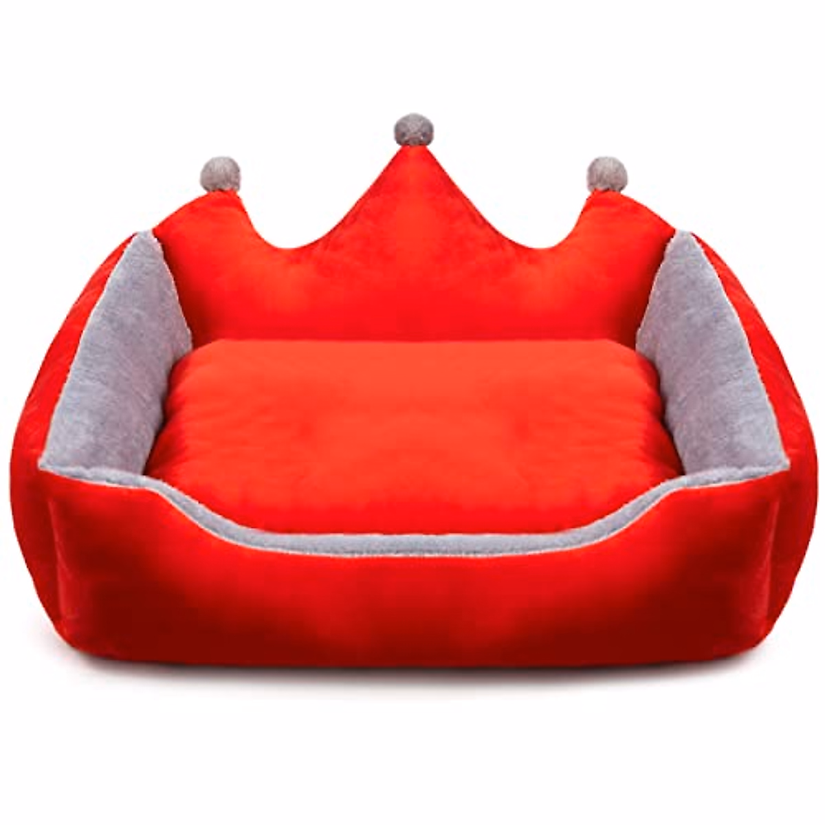 Hollypet Pet Bed for Dog and Cat Rectangle Plush Warm Puppy Sofa Mat Cushion, Red Crown
