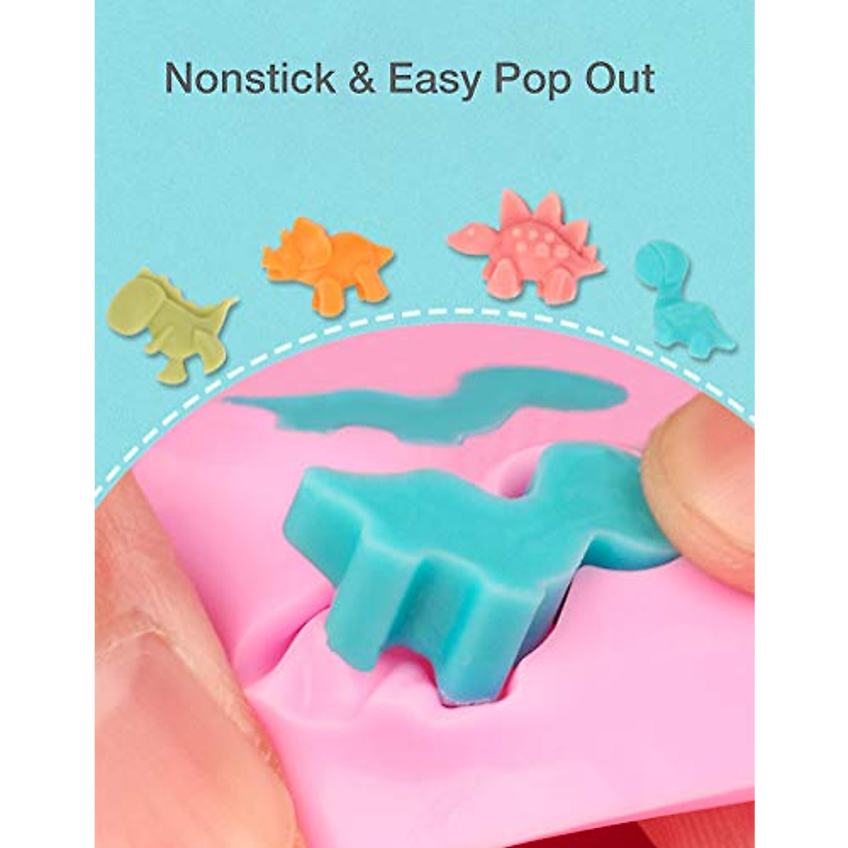 Alimat PluS Silicone Gummy Molds Candy Molds with 2 Droppers - BPA Free Nonstick Chocolate Molds Including Mini Dinosaur, Cat Claw, Hearts, Flowers, Bear Shape Gummie Molds - Pack of 5 for 210 Gummies