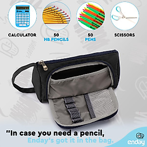 Enday Big Capacity Pencil Case, 3 Compartments Pencil Bags with Zipper, Large Capacity Pencil Pouch, Cute Pencil Case Organizer, Zipper Pencil Pouches, Black
